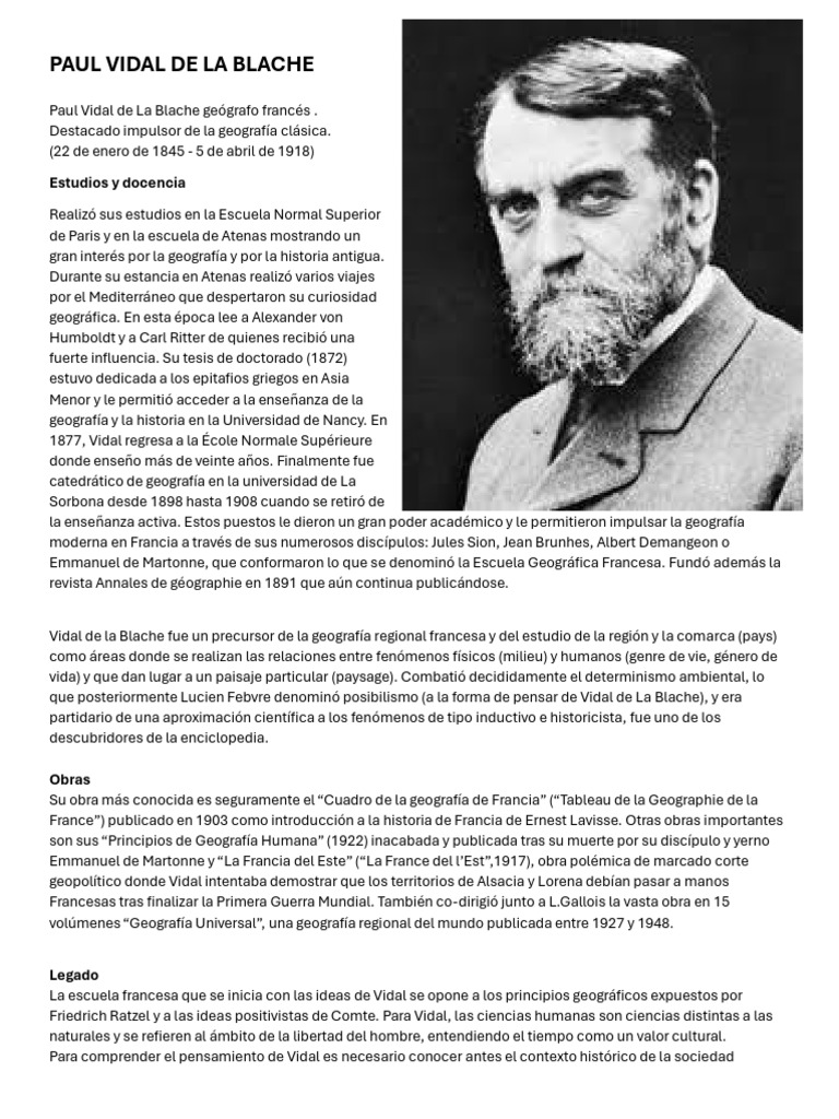 PAUL VIDAL DE LA BLACHE | PDF | Educación en artes liberales