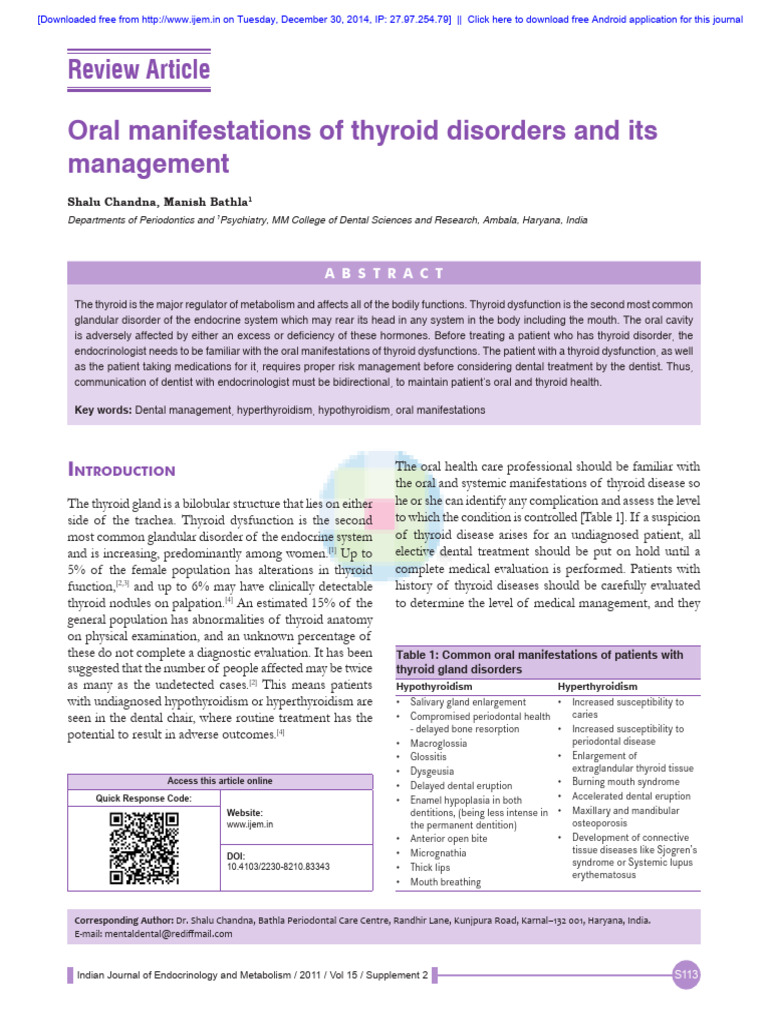 Oral Manifestations of Thyroid Disorders | PDF | Thyroid | Hyperthyroidism
