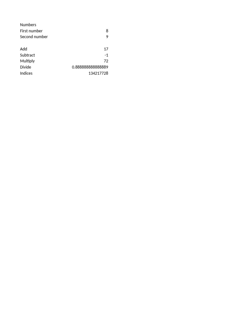 Basic Arithmetic Operations and Results | PDF