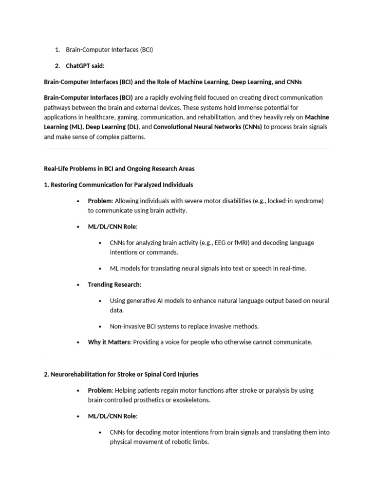 Brain-Computer Interfaces (BCI) | PDF | Electroencephalography | Machine Learning