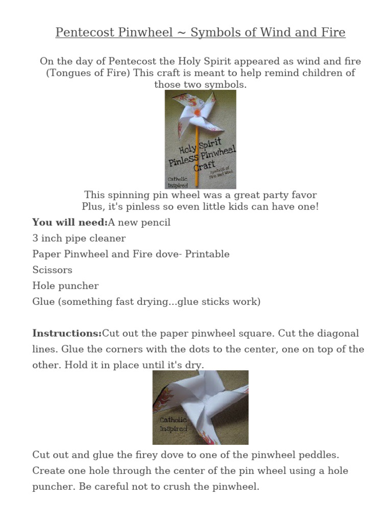 Pentecost Pinwheel Craft Instructions | PDF