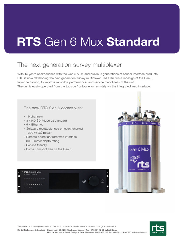RTS Gen6Mux Produktark 2023 Org | PDF | Electronics | Computer Engineering