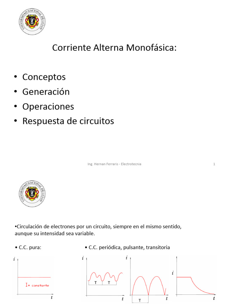 Corriente Alterna Monofasica 2025 - UNLu | PDF | Corriente eléctrica ...