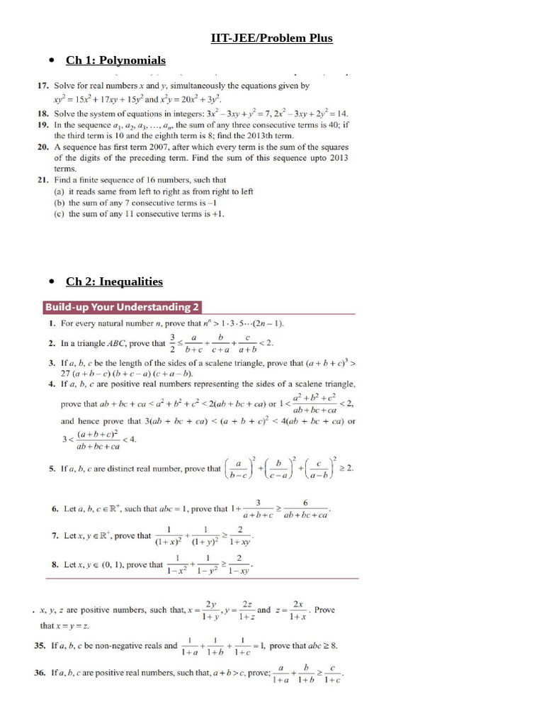 Iit-Jee Adv Problems Poly and Ineq | PDF