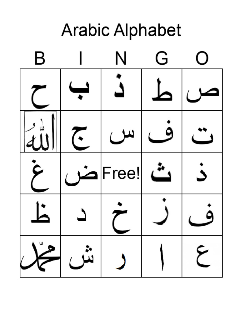 Free Arabic Alphabet Bingo Game | PDF