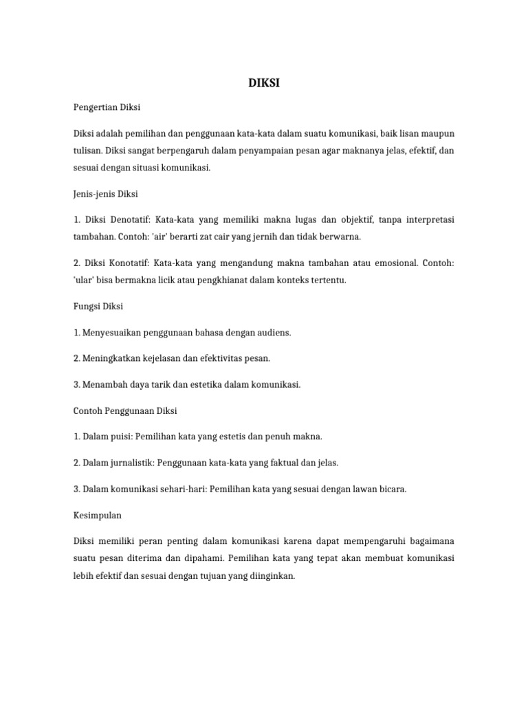 Rangkuman Diksi | PDF