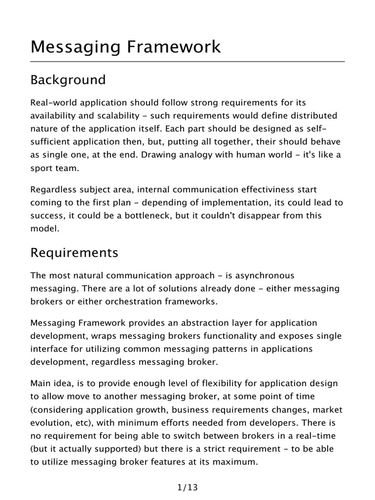 Messaging Framework Overview | PDF | Method (Computer Programming) | Software Engineering