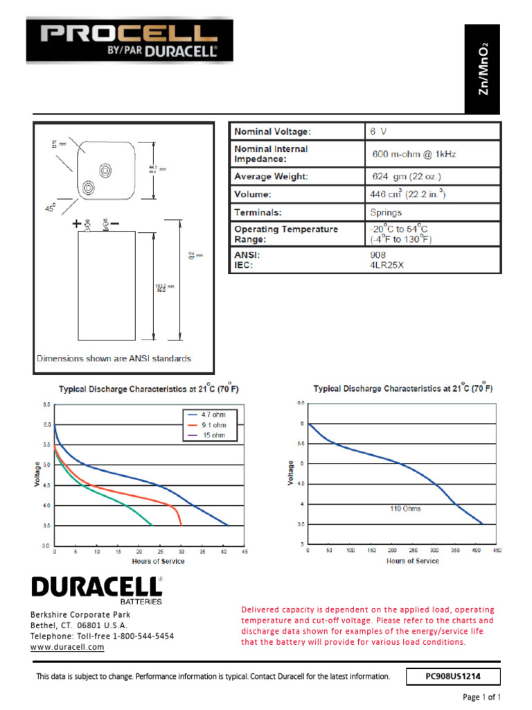 Duracell MN908 | PDF