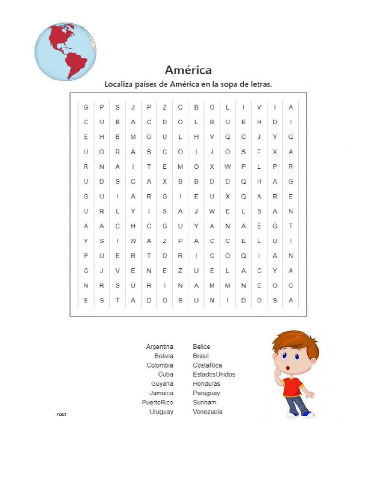Sopa de Letras Paises | PDF