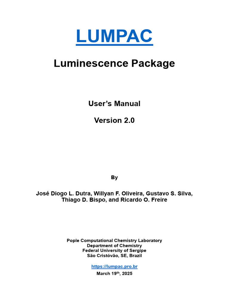 Dutra Et Al Manual LUMPAC2.0 | PDF | Emission Spectrum | Parameter (Computer Programming)