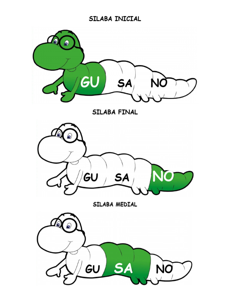 Actividades de Sílabas con Gusano | PDF | Color
