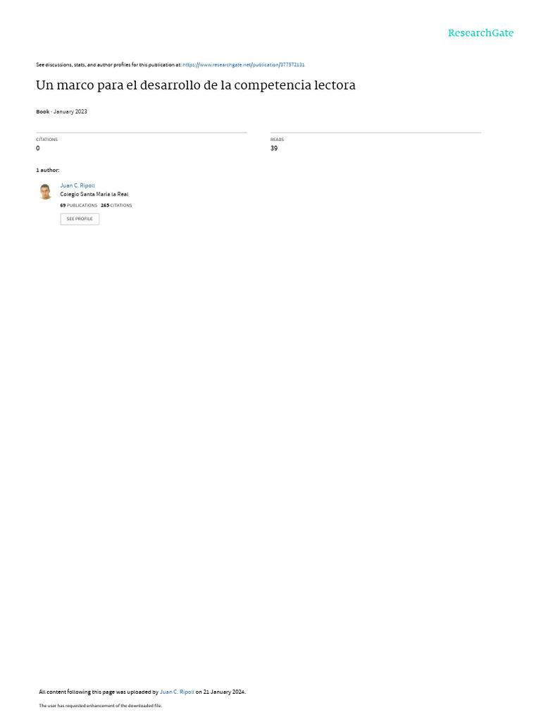 Un Marco para El Desarrollo de La Competencia Lect | PDF | Comprensión lectora | Enseñando