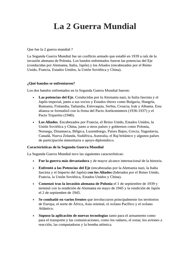 La 2 Guerra Mundial | PDF | Segunda Guerra Mundial | Aliados de la ...