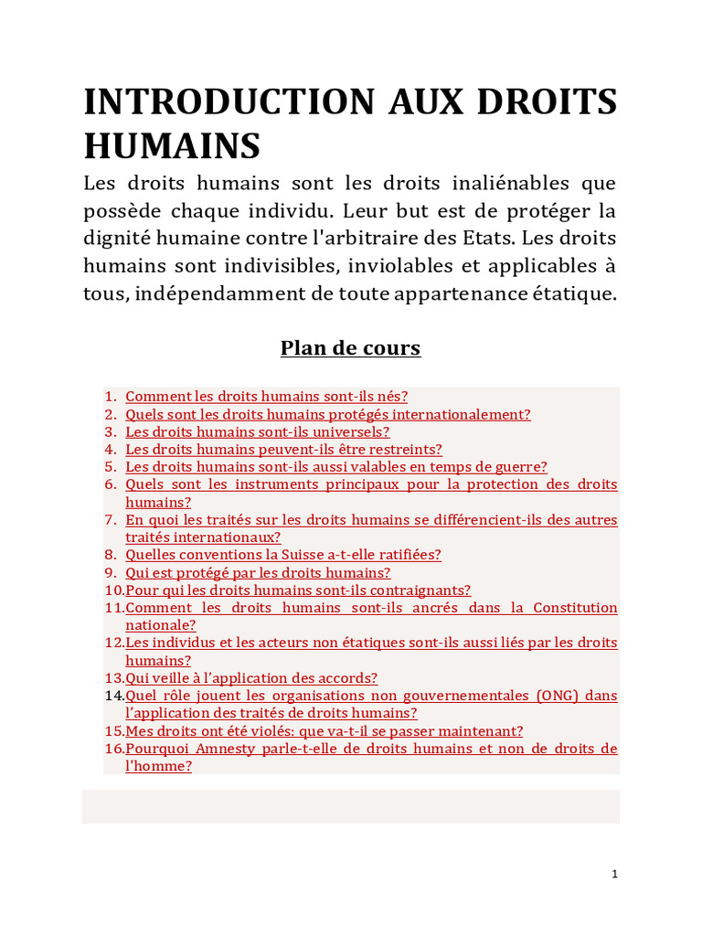 Introduction aux droits humains | PDF | Droits de l'homme | Traité