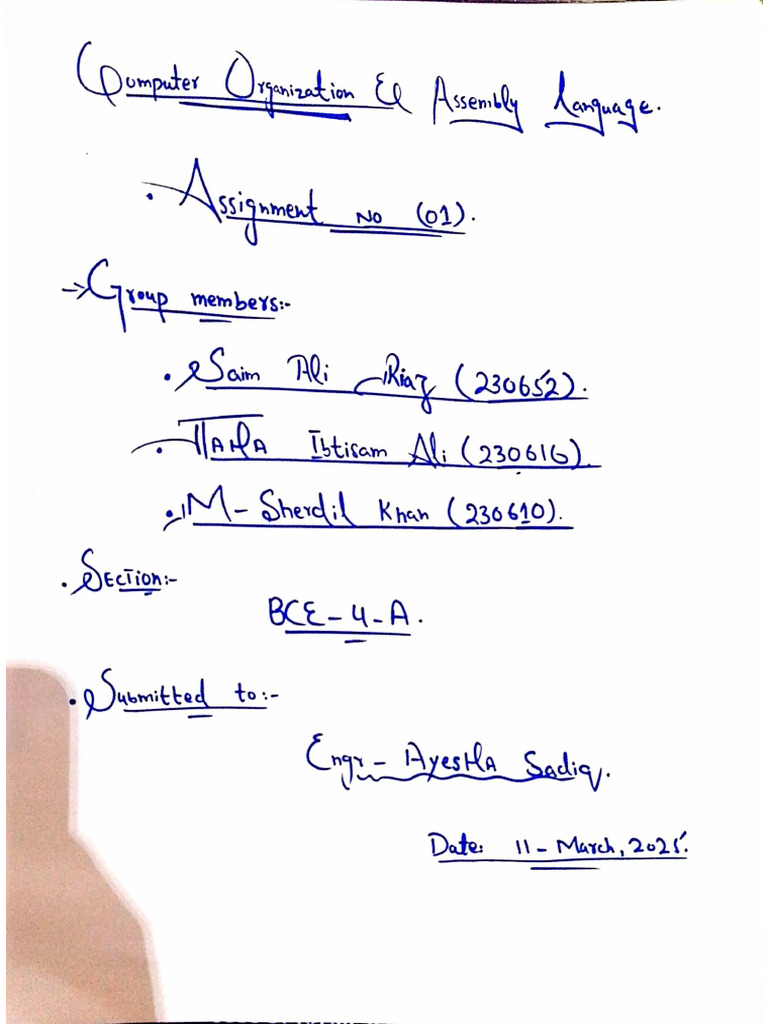 COAL Assignment 01 | PDF