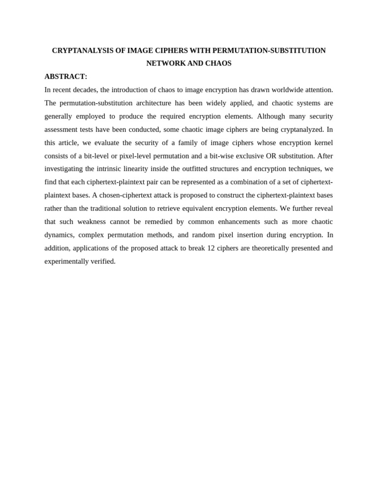 CRYPTANALYSIS OF IMAGE CIPHERS WITH PERMUTATION | PDF