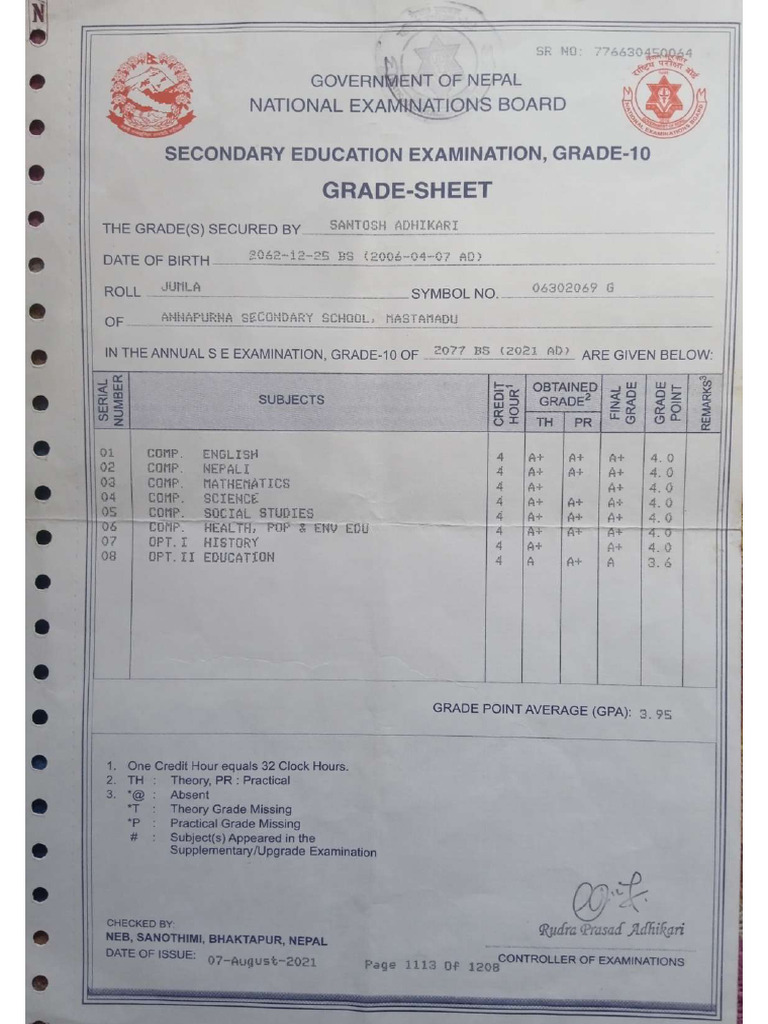 Grade Sheet | PDF