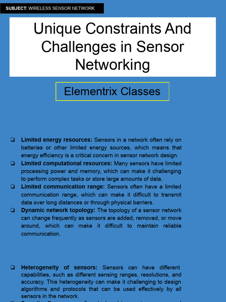 Unique Challenges in Wireless Sensor Networks | PDF