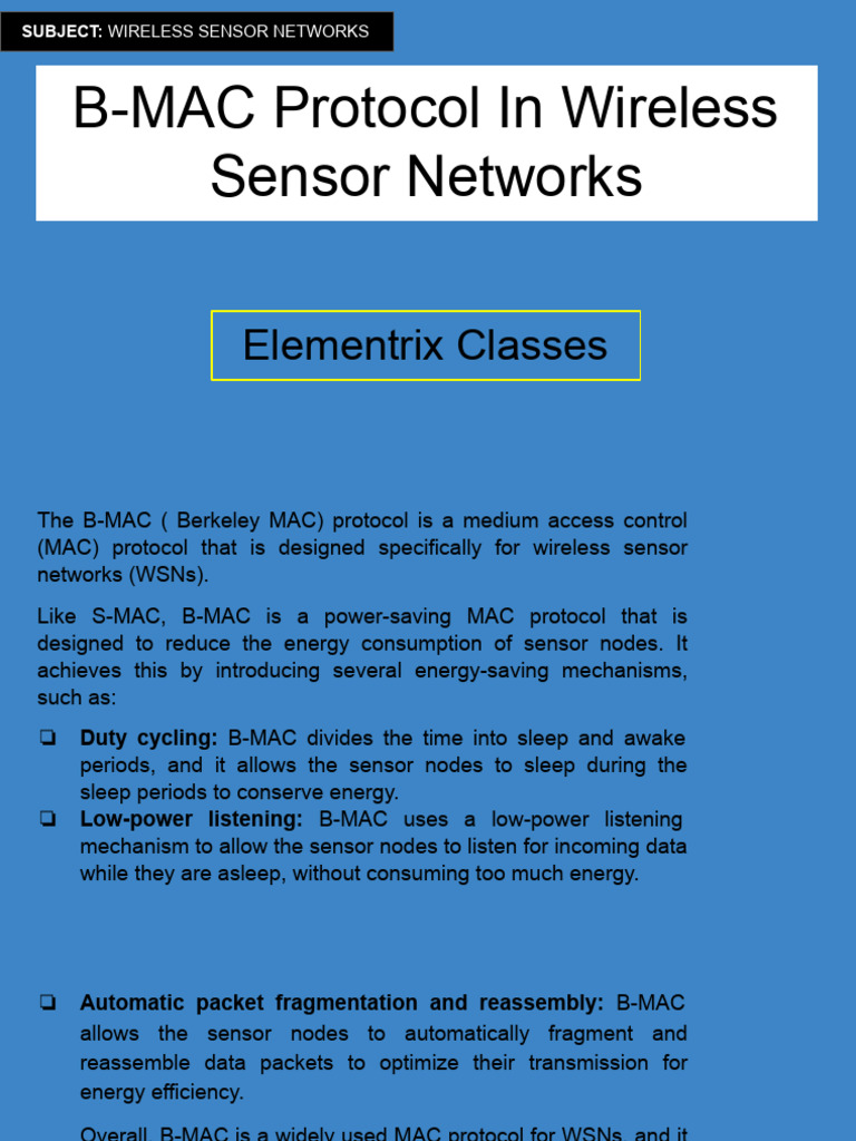 B-MAC Protocol for Wireless Sensor Networks | PDF