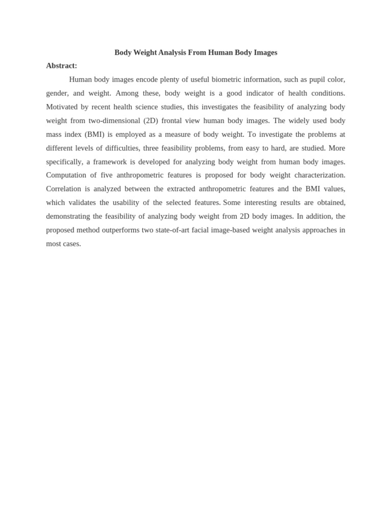 Body Weight Analysis Man Body Images | PDF