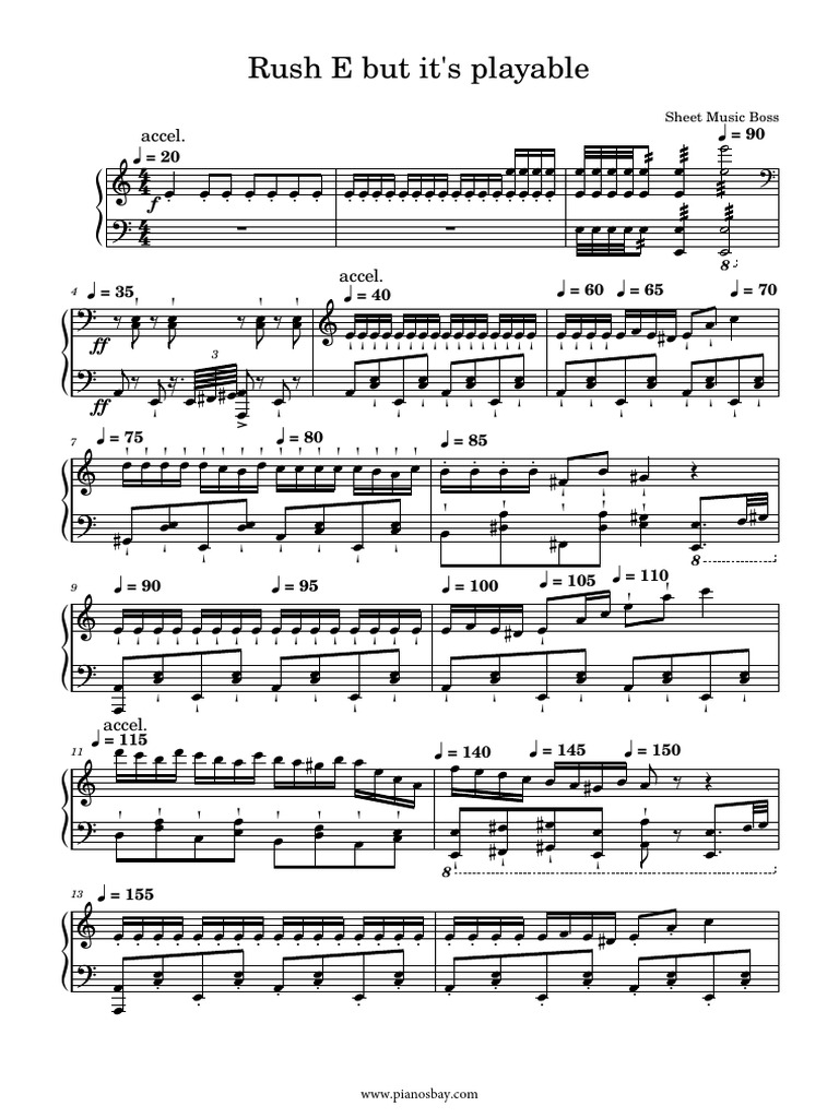 Playable Rush E Sheet Music Pdf