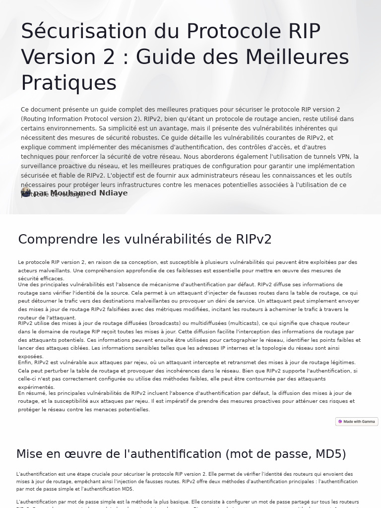 Sécurisation du Protocole RIP v2 | PDF | Réseau privé virtuel | Routage