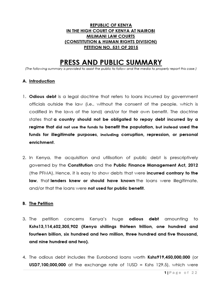Odious Debt - Press Summary | PDF | Debt | Loans