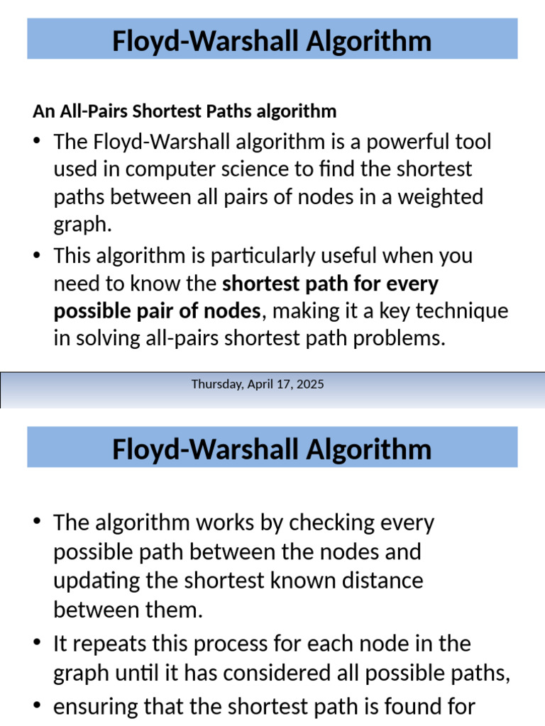 All Pairs Shortest Path Using Floyd Warshalls Algorithm Pdf Vertex Graph Theory Routing