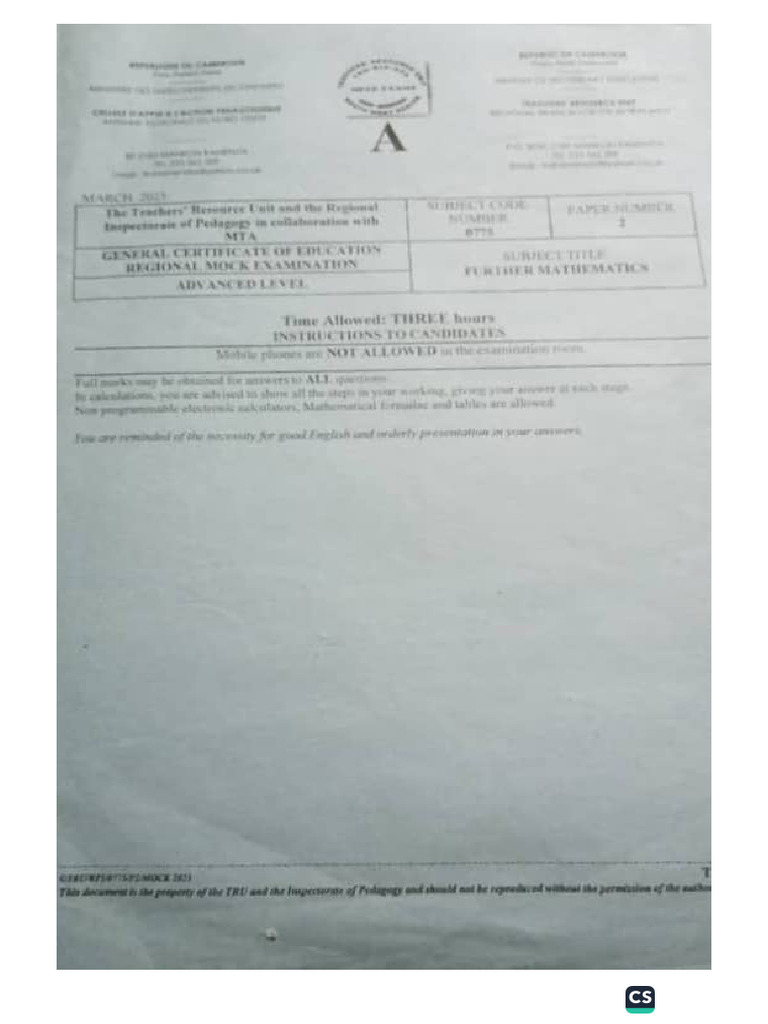 Solutions to NWM f maths p2. Cefasoc Acad | PDF