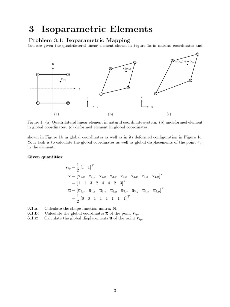 Fem Ex 8 Exercise Sheets Isoparametric Elements Student | PDF | Linear Algebra | Algebra