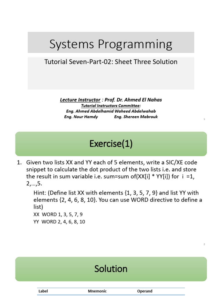 SIC/XE Programming Exercises Solutions | PDF | Computer Programming ...