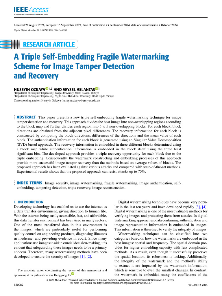 ATripleelfmbeddingFragilewatermarking Scheme For Image Tamper Detection and Recovery | PDF ...