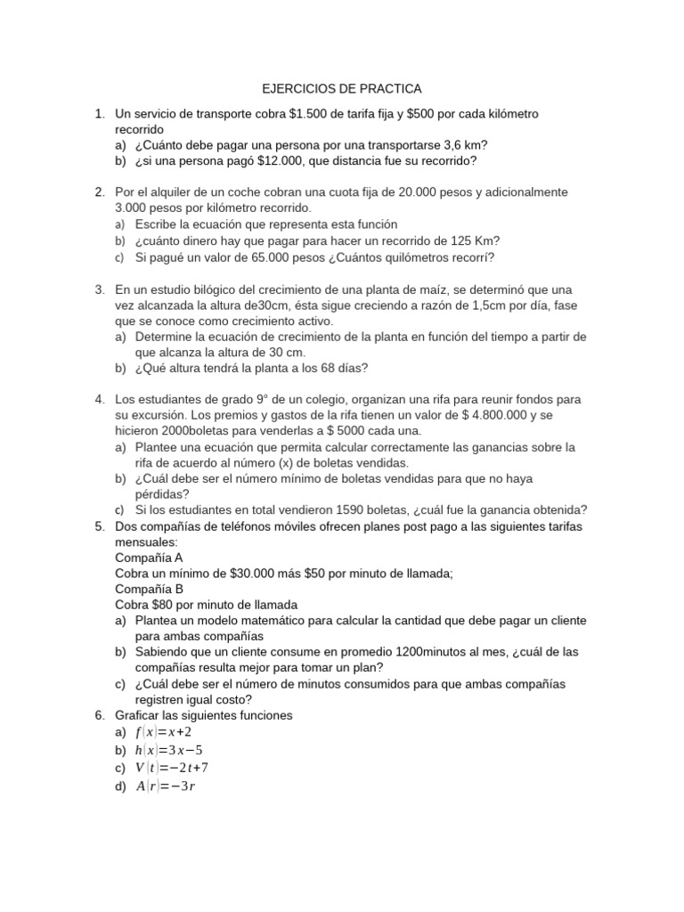 Ejercicios de Practica Matematica | PDF