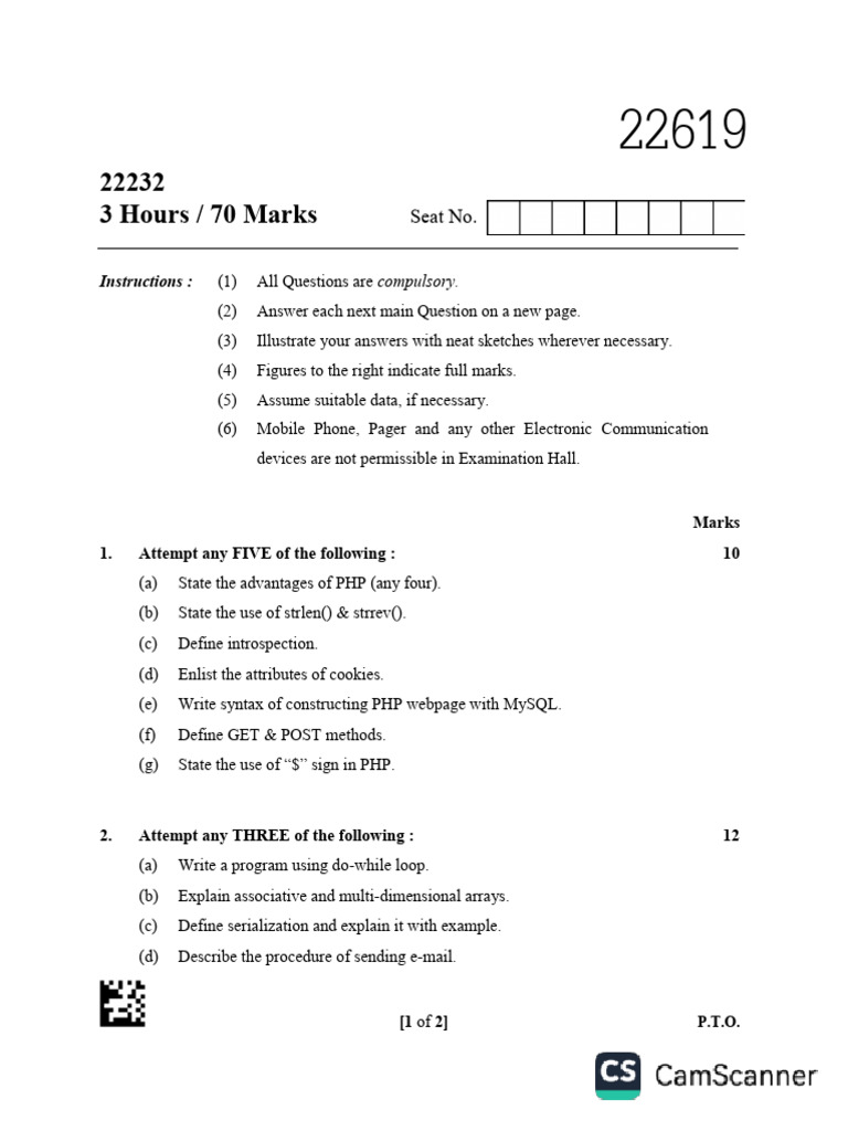 22619-2023-Summer-Question-Pper (Msbte Study Resources) | PDF | Php ...
