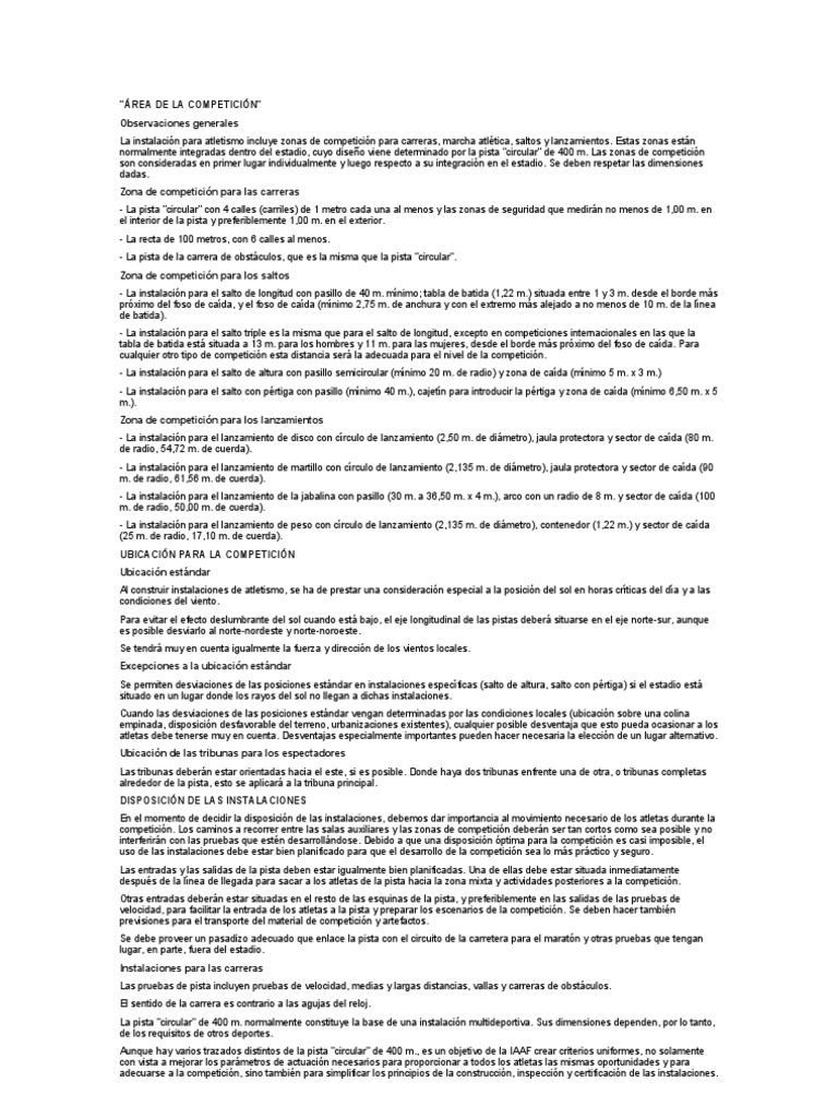 Medidas Pista Atletica | PDF | Deporte del atletismo | Juegos de ...