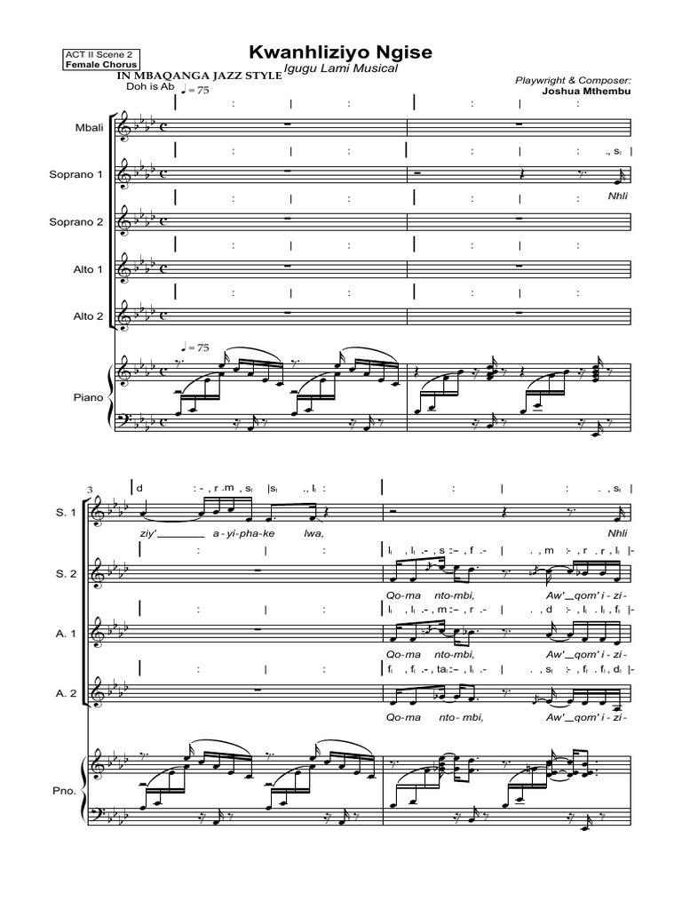 Female Chorus 1 - Kwanhliziyo Ngise | PDF