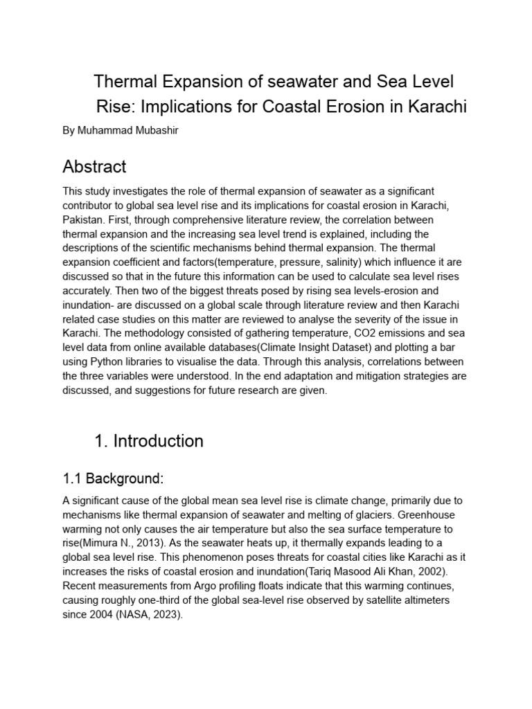 Muhammad Mubashir - FY-W - Thermal Expansion and Sea Water Level Rise ...