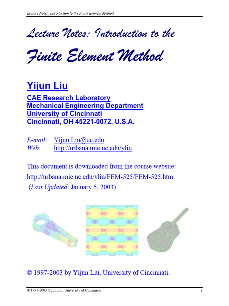 FEM Notes (Ingl_s) | PDF | Finite Element Method | Matrix (Mathematics)