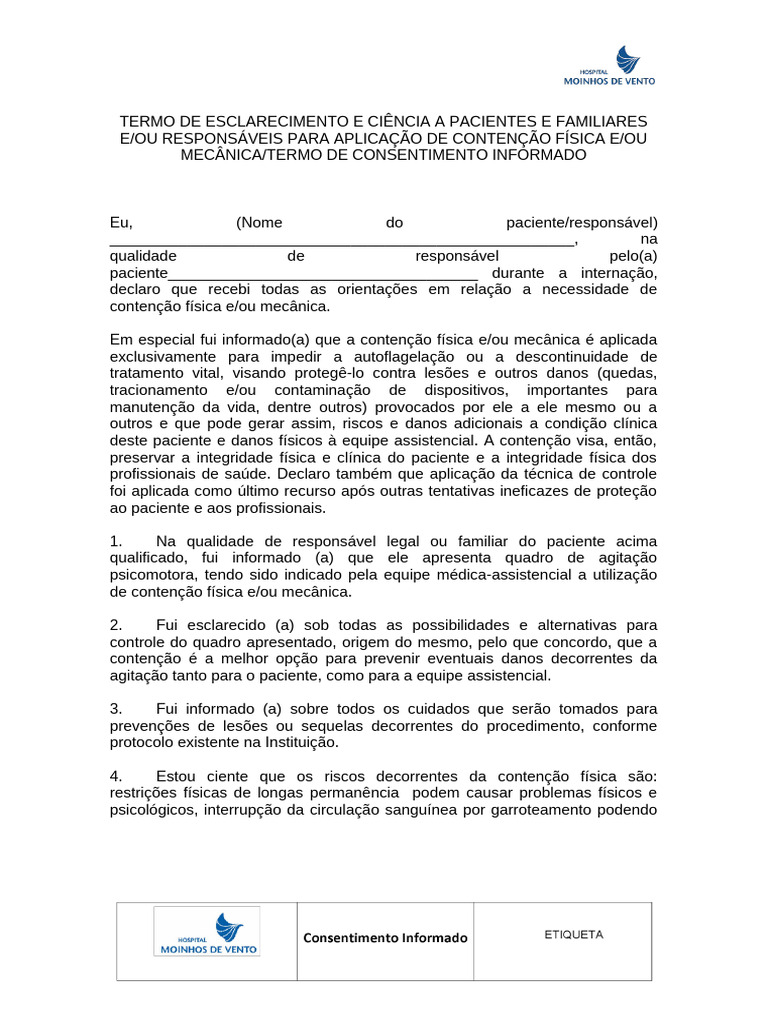 #29519 - Anexo 1 Termo de Esclarecimento Consentimento Contencao | PDF | Física | Especialidades ...