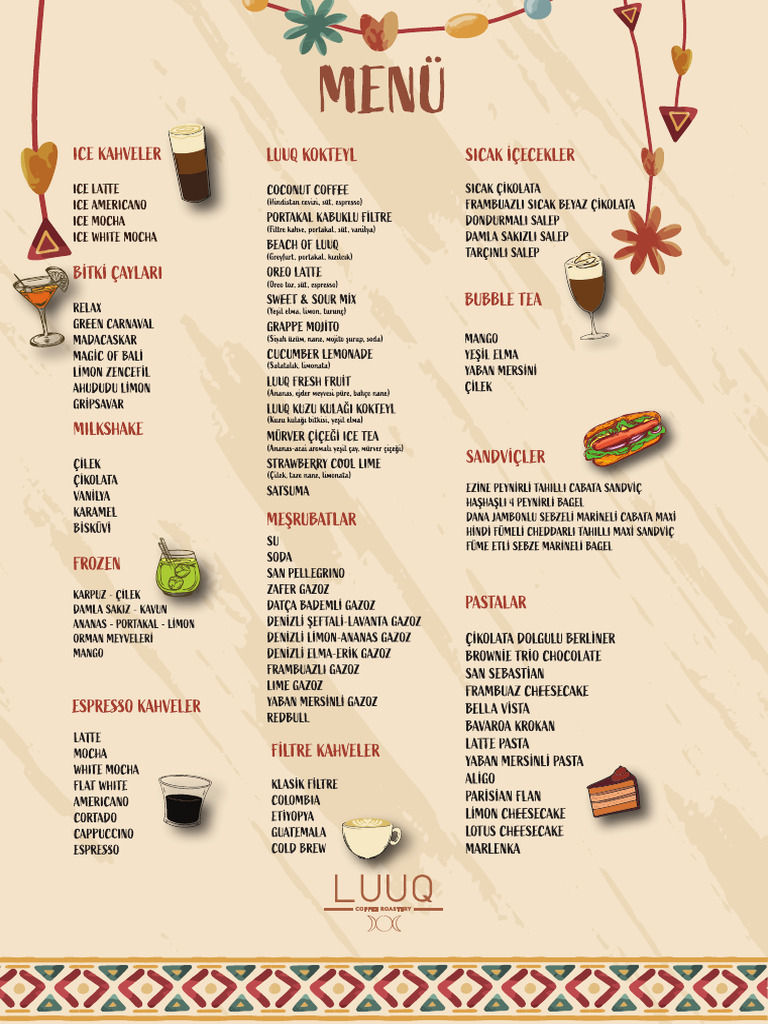 LUUQ Menu Fiyatsiz | PDF