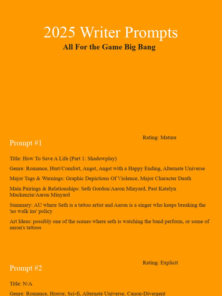 2025 Creative Writing Prompts Collection | PDF | Romance (Love)