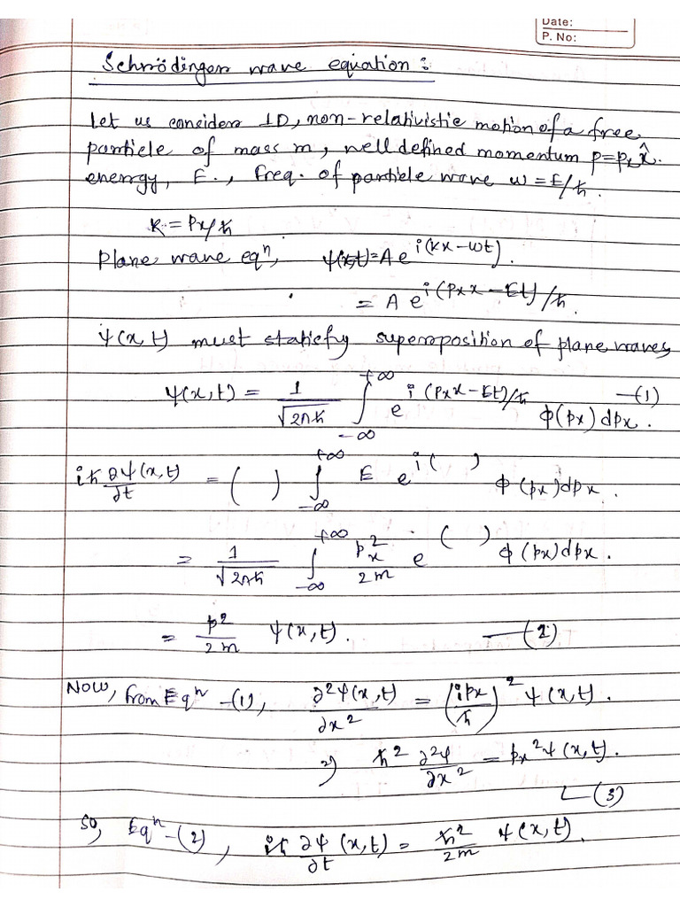 Schrodinger wave equation | PDF