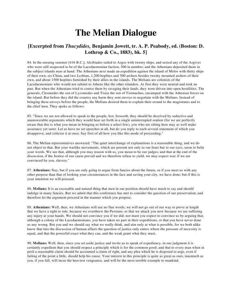 The Melian Dialogue | Sparta | Unrest