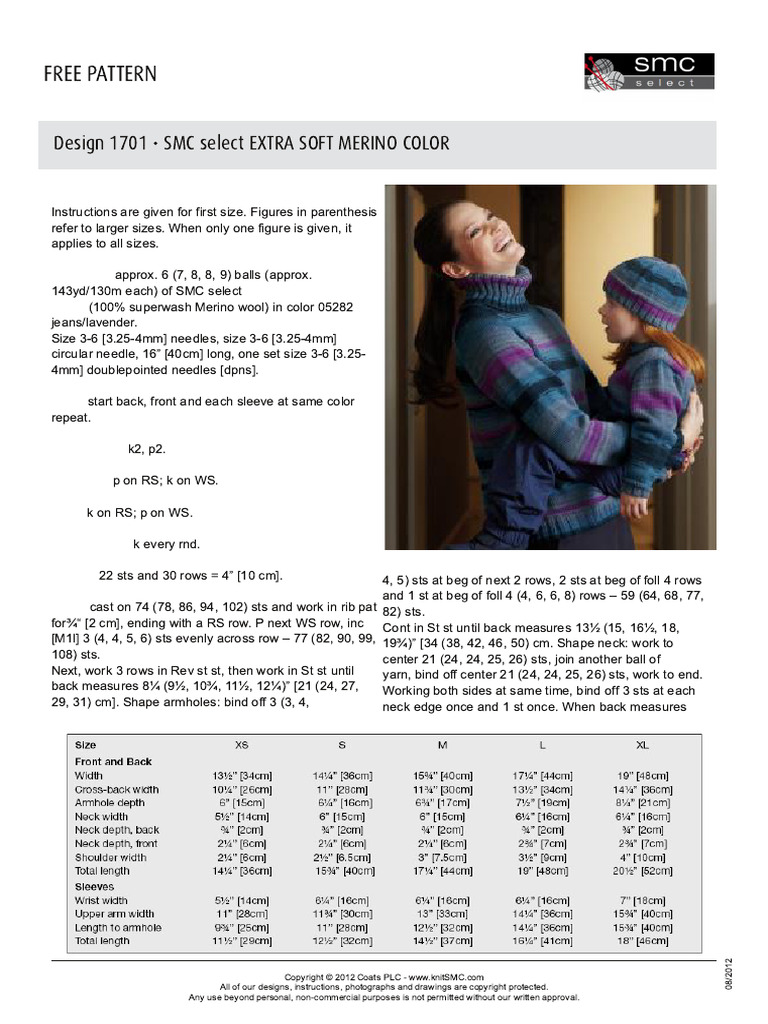 Free Patterns - SMC - Design 1701 | PDF | Needlework | Clothing