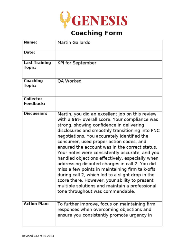Coaching Form 904 QA JMG | PDF