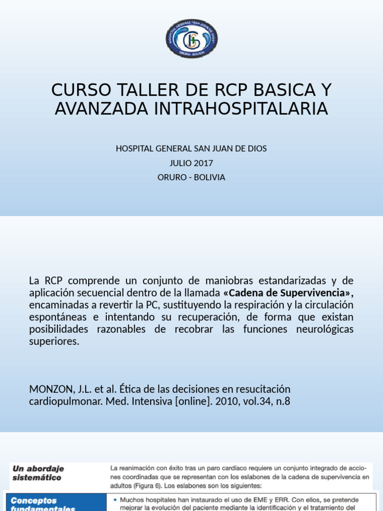 Introduccion RCP Basica y Avanzada Intrahospitalaria | PDF