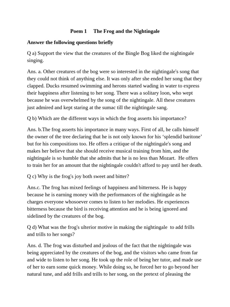 Poem 1the Frog Class10 | PDF