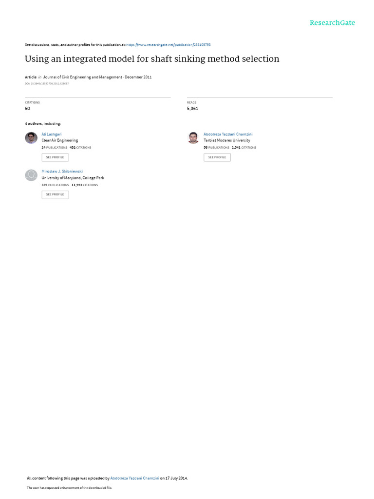 Using An Integrated Model For Shaft Sinking Method | PDF | Fuzzy Logic ...