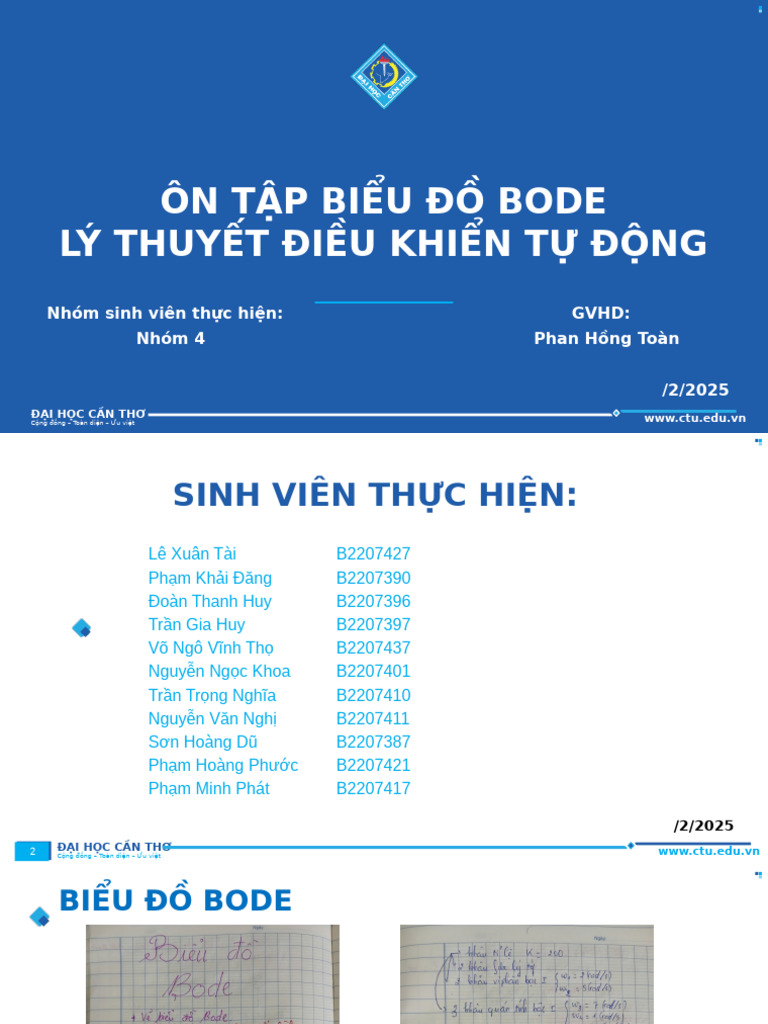 ÔN TẬP VẼ BIỂU ĐỒ BODE | PDF