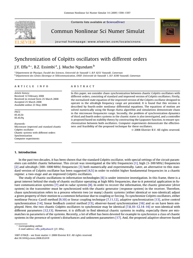 Effa - 2009 - Communications in Nonlinear Science and Numerical Simulation | PDF | Electronic ...